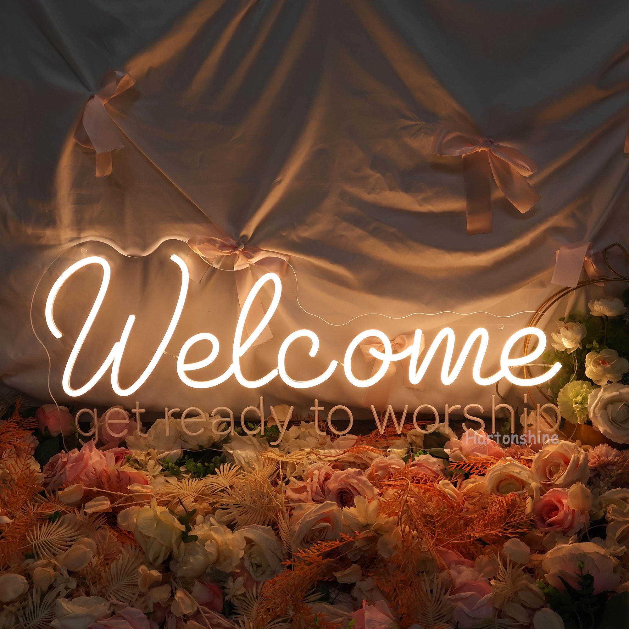 Welcome Get Ready to Worship Neon Sign, Worship Church Neon Light ...