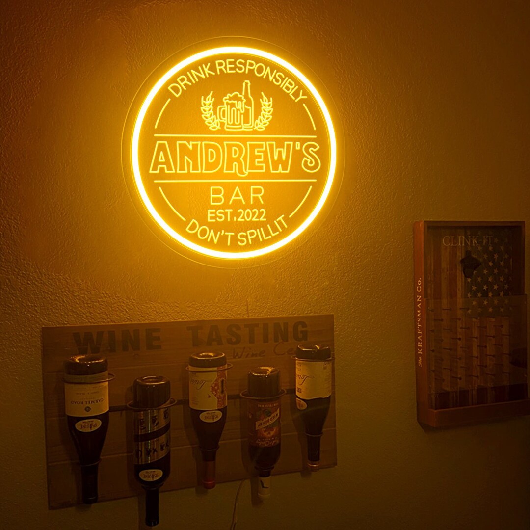Personalized Neon Sign, Custom Bar Neon, Man Cave Neon Light, Whiskey ...