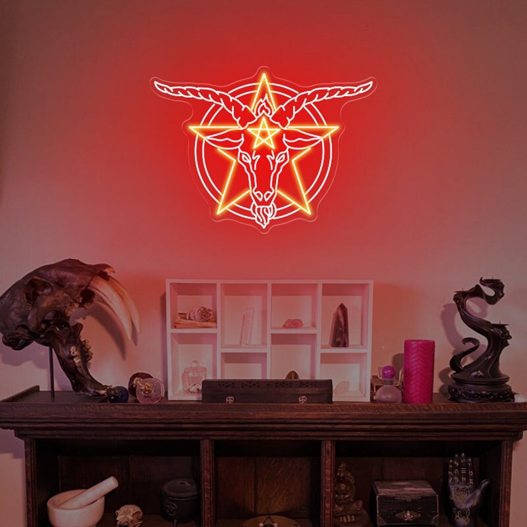 Baphomet Gothic Neon Sign, Gothic Dark Bedroom Dorm College Gift Led ...