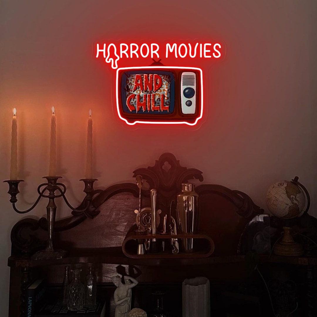 Horror Movies and Chill Neon Sign, Horror Movie Lover Gift, Sign for ...