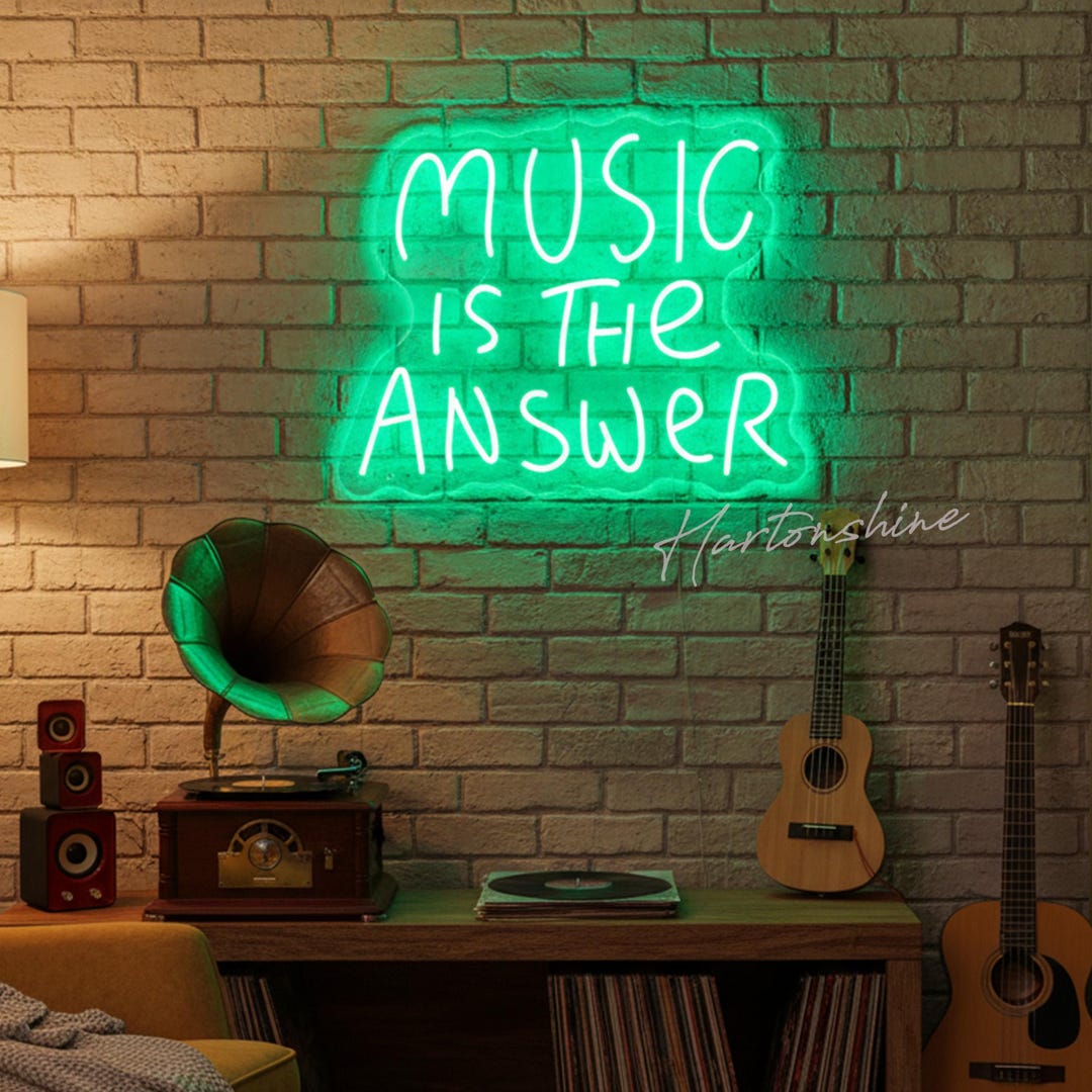 Music is the Answer Neon Sign, Music Wall Sign, Bedroom Dorm Decor ...