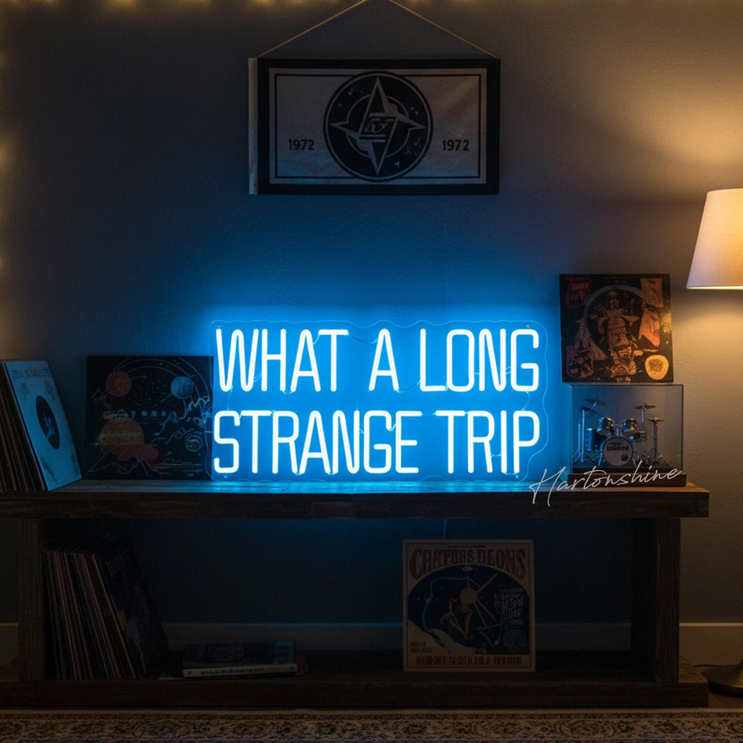What A Long Strange Trip Neon Sign, Grateful Dead Neon Light, Rock Band ...
