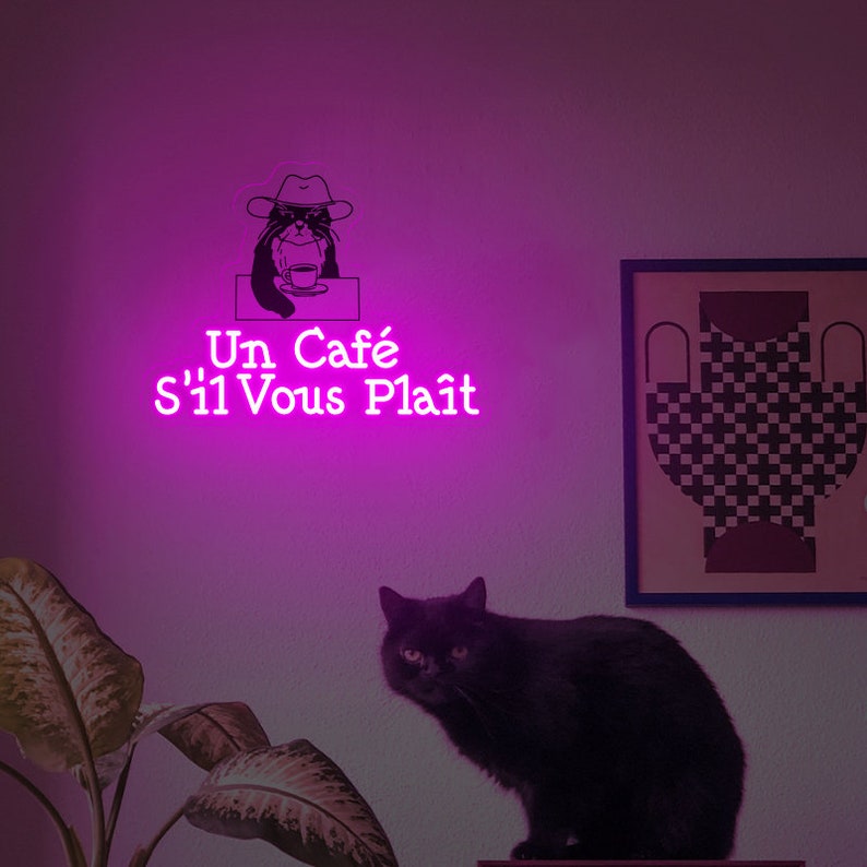 Un Cafe Sil Vous Plait Neon Sign, Bistro Coffee Neon Light, Coffee ...