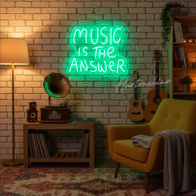 Music is the Answer Neon Sign, Music Wall Sign, Bedroom Dorm Decor ...