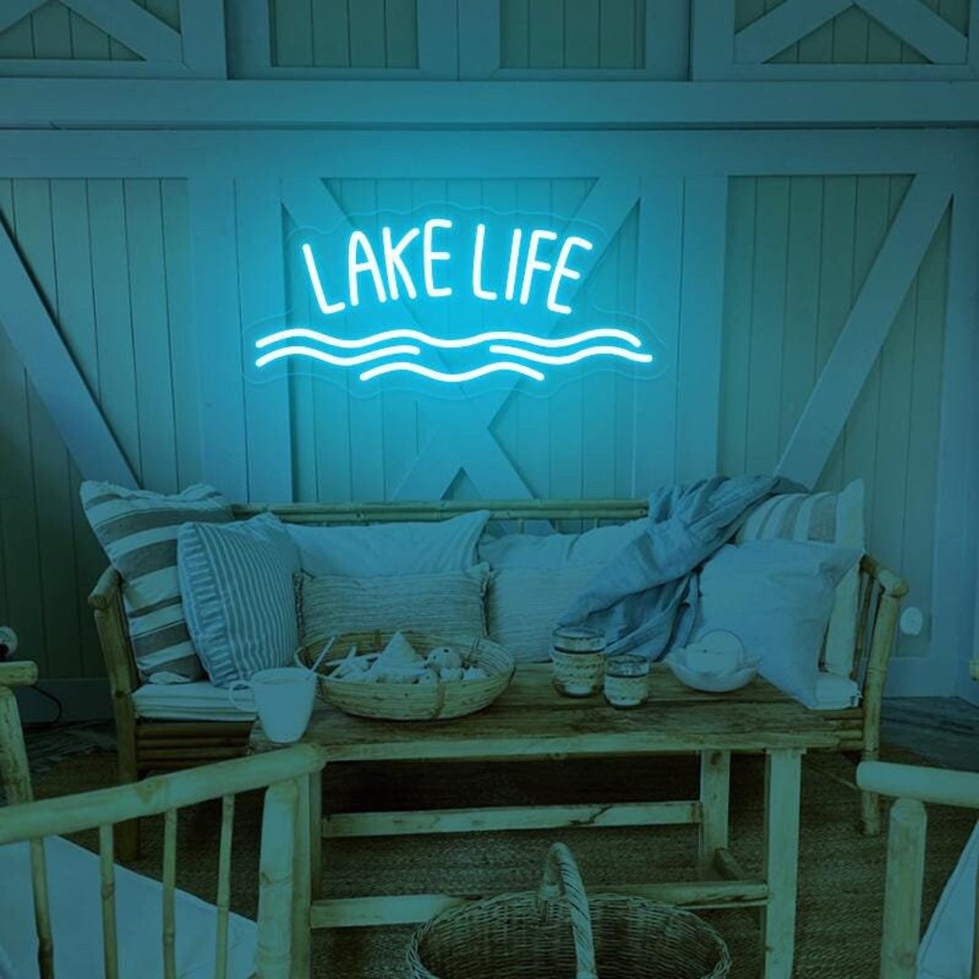 Lake Life Neon Sign, Lake House Wall Decor, Gift for Adventurer, Summer ...
