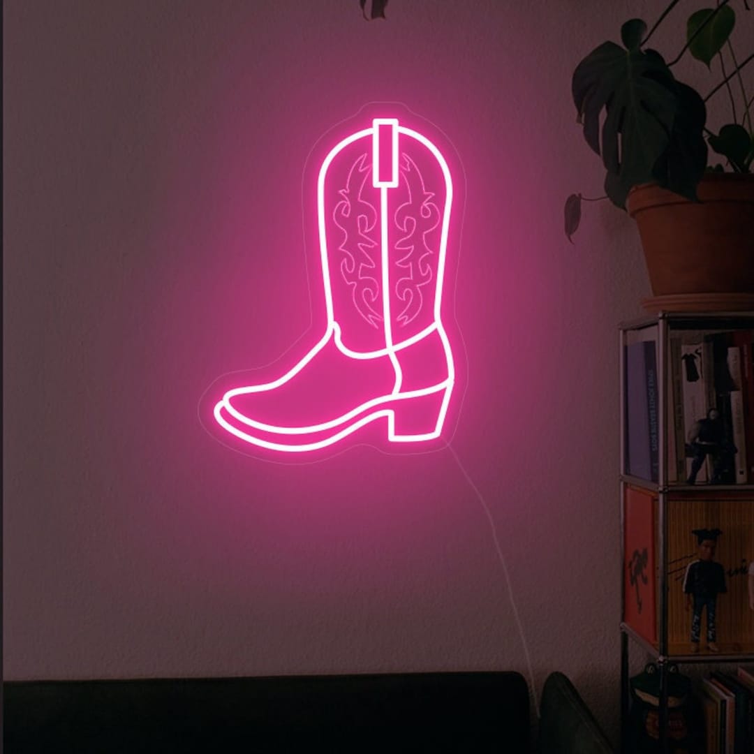 Cowboy Boots Neon Sign, Young Cowgirl Room Decor, Horseshoe Led Lights ...