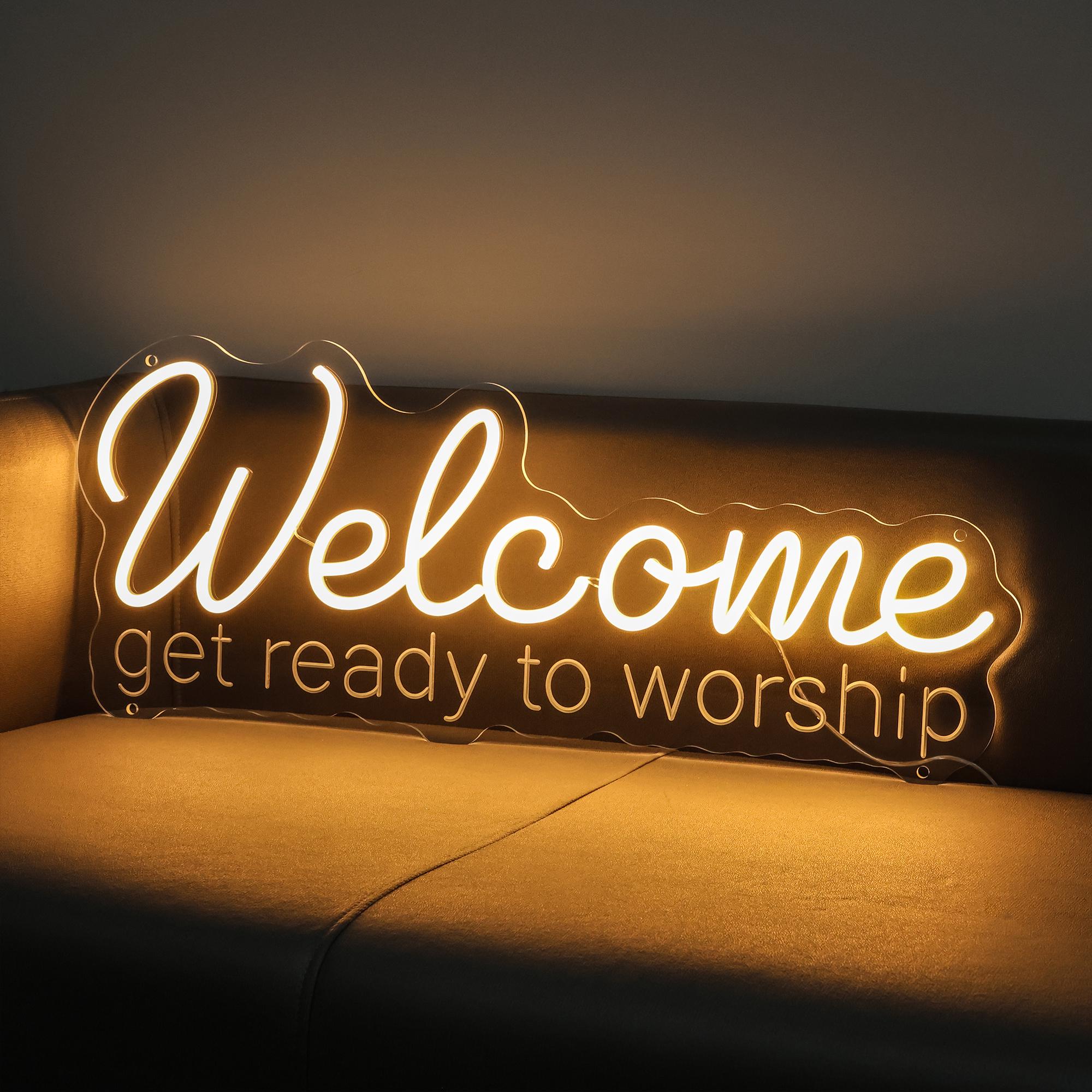 Welcome Get Ready to Worship Neon Sign, Worship Church Neon Light ...