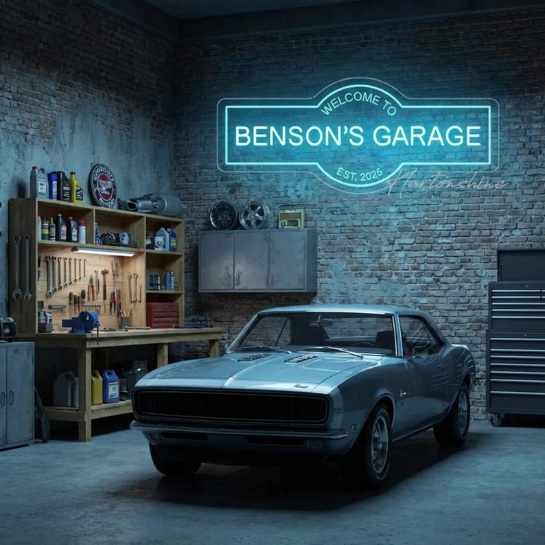 Custom Garage Neon Sign, Personalisedman Cave Decor,car Tool Shop Wall ...
