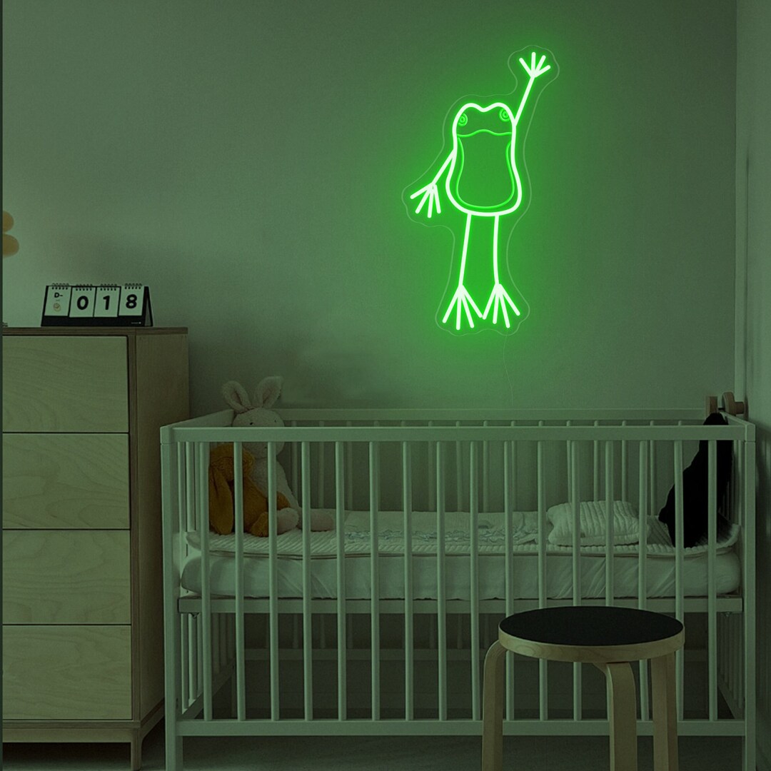 Reach Out Frog Neon Sign, Children's Room Art Decor, Kawaii Frog Baby ...
