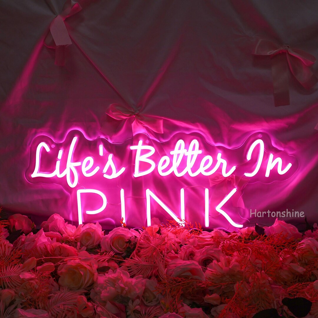 Life is Better in Pink Neon Sign, Pink Wall Art, Y2K Room Decor, Teen ...