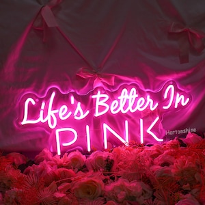 Life is Better in Pink Neon Sign, Pink Wall Art, Y2K Room Decor, Teen ...