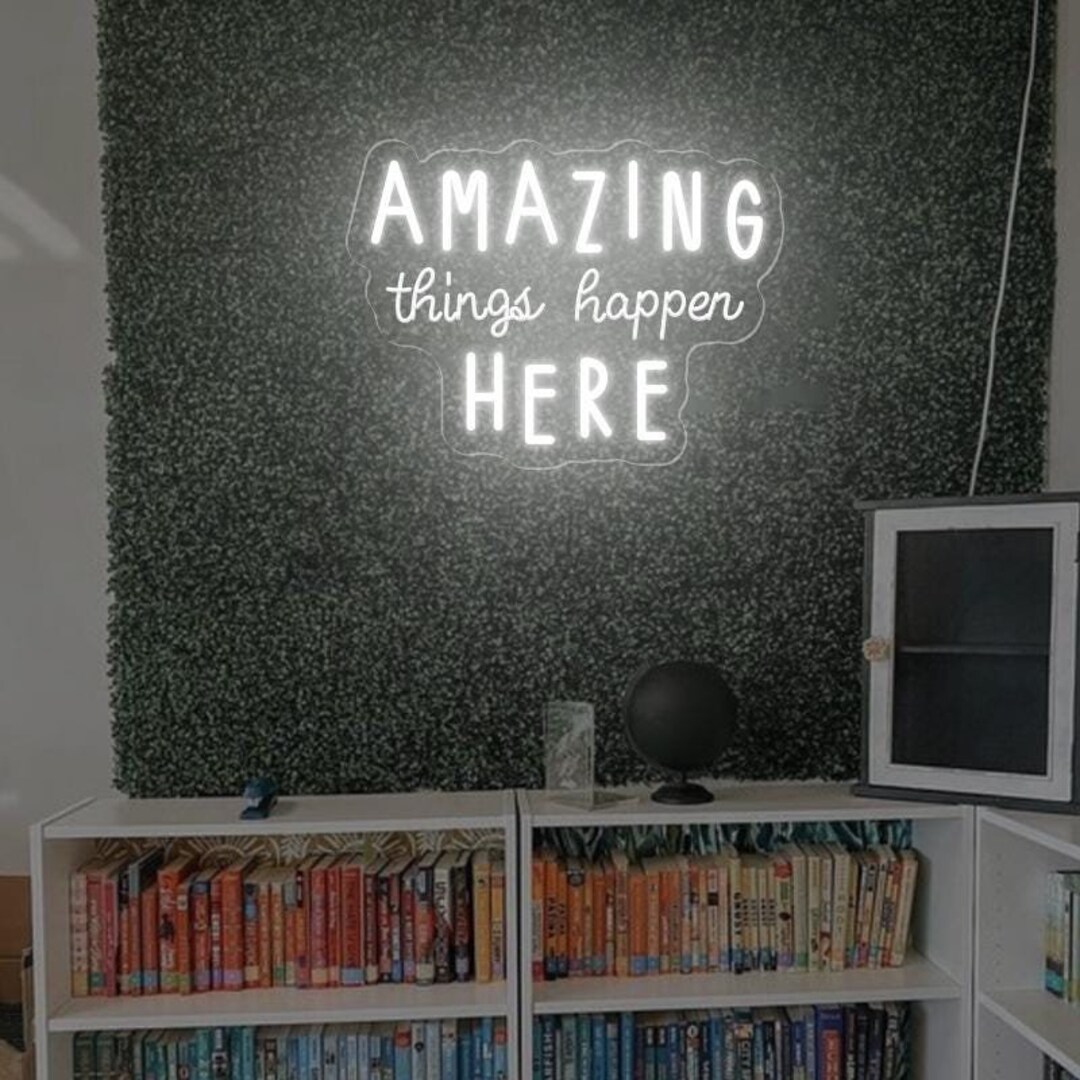 Amazing Things Happen Here Neon Sign, Teachers School Neon Light ...