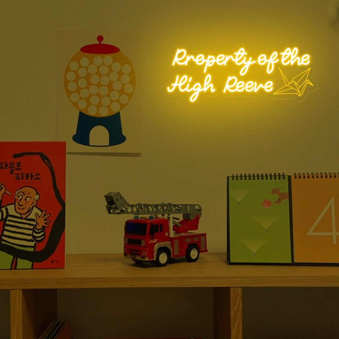 Property of the High Reeve Neon Sign, Paper Crane Neon Light, Bookish ...