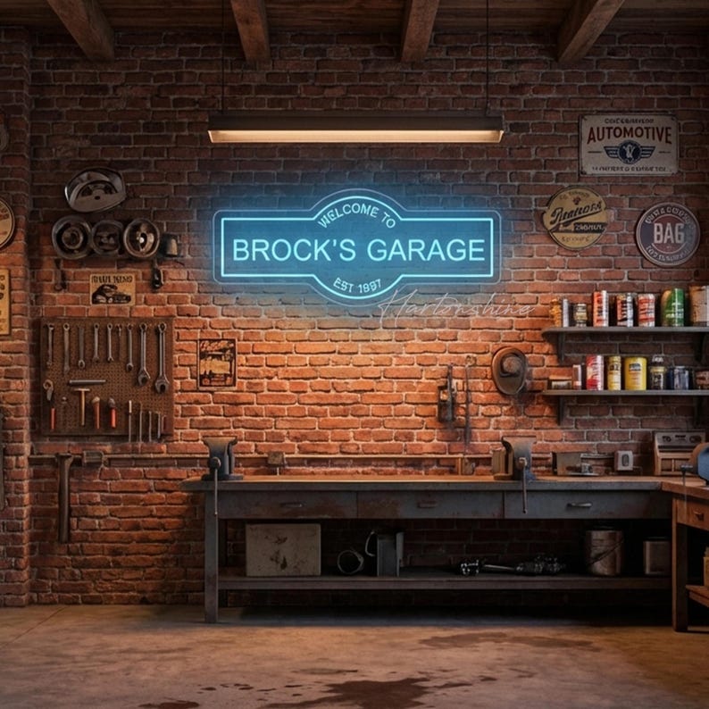 Custom Garage Neon Sign, Personalisedman Cave Decor,car Tool Shop Wall ...