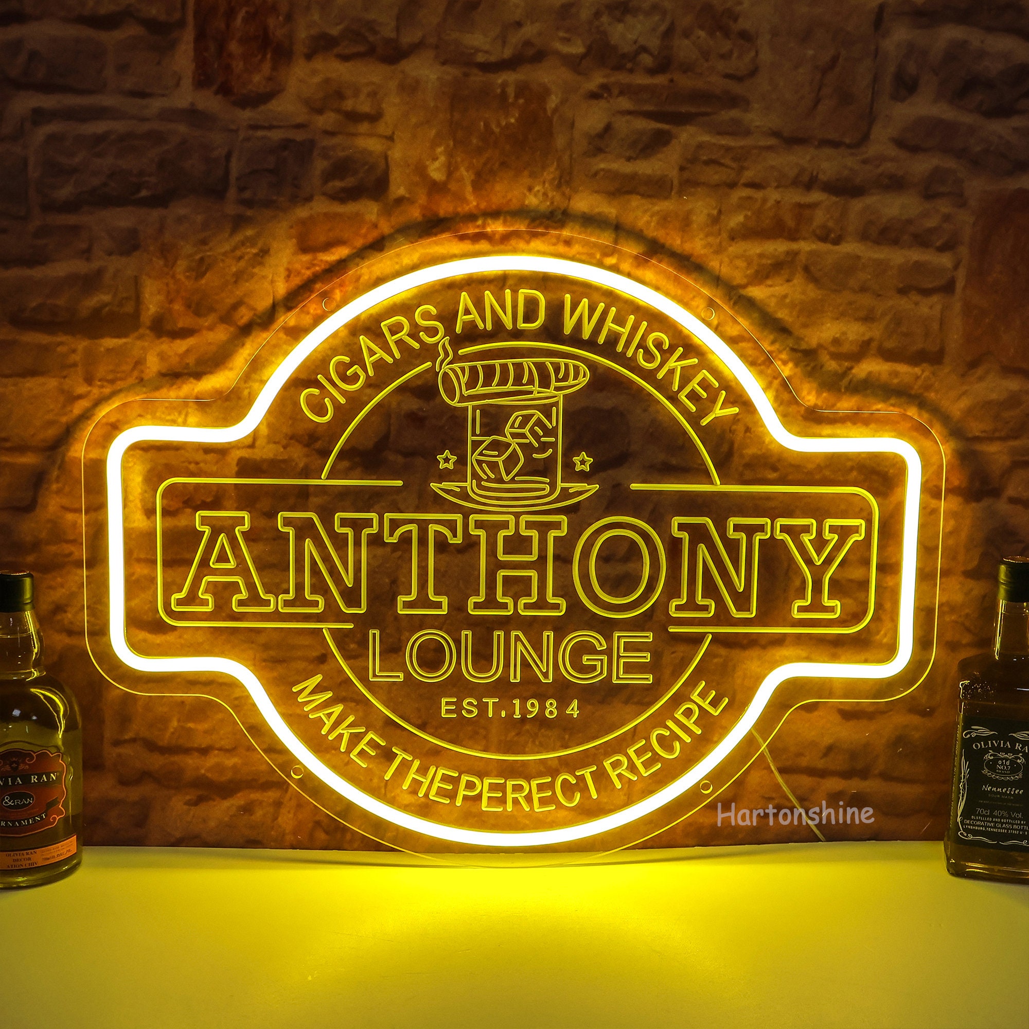 Custom Cigar Whiskey Lounge Neon Sign, Personalized Cigar Smoking ...