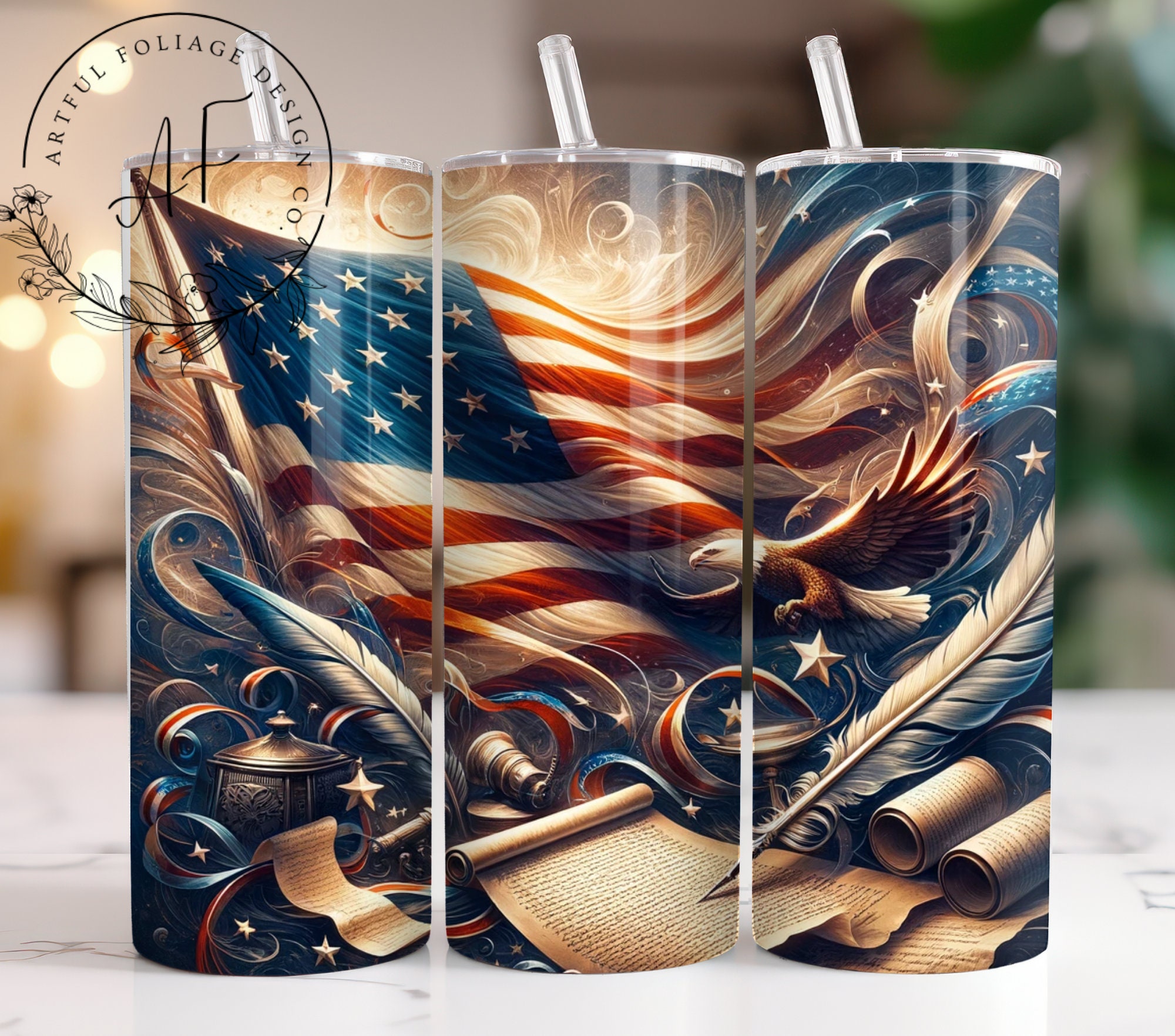 Patriotic Wrap 20 Oz Skinny Tumbler Wrap Designs Sublimation Design ...