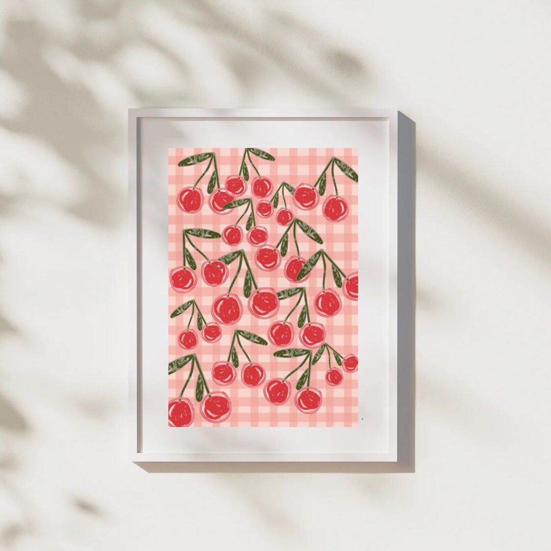 Cherry Print Printable Digital Download Abstract Cherry Printable ...