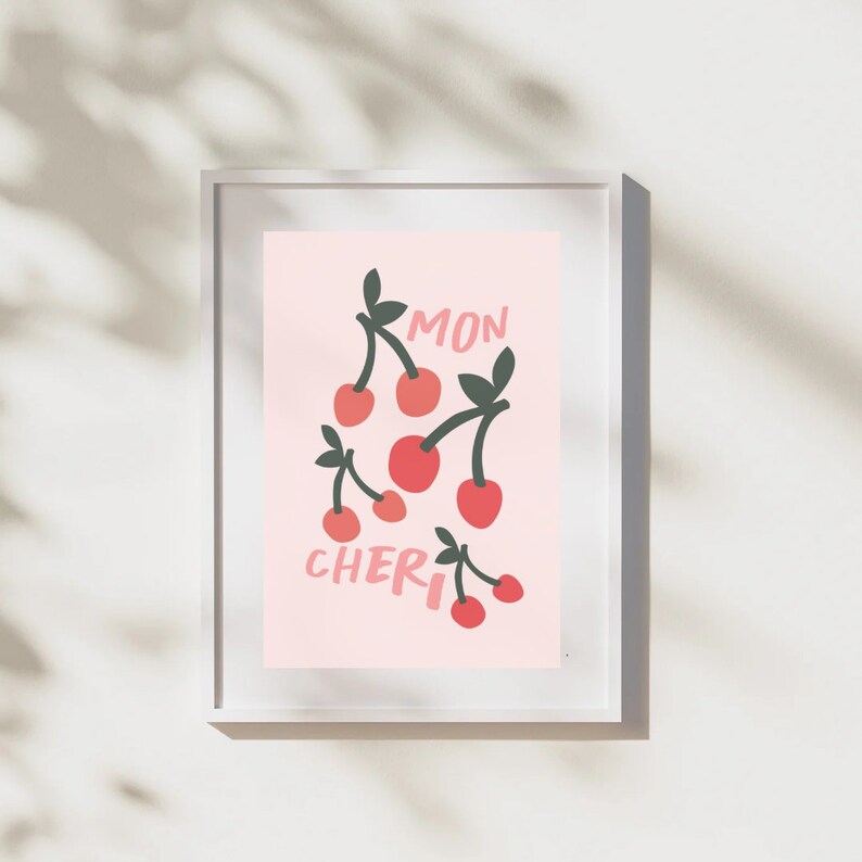 Mon Cheri Cherry Print | Printable Digital Download | Abstract Cherry ...