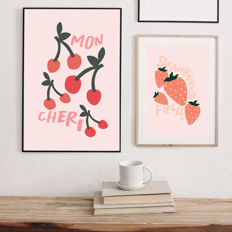 Mon Cheri Cherry Print | Printable Digital Download | Abstract Cherry ...