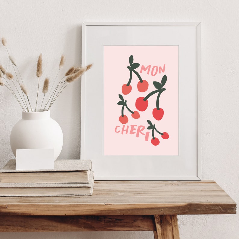 Mon Cheri Cherry Print | Printable Digital Download | Abstract Cherry ...