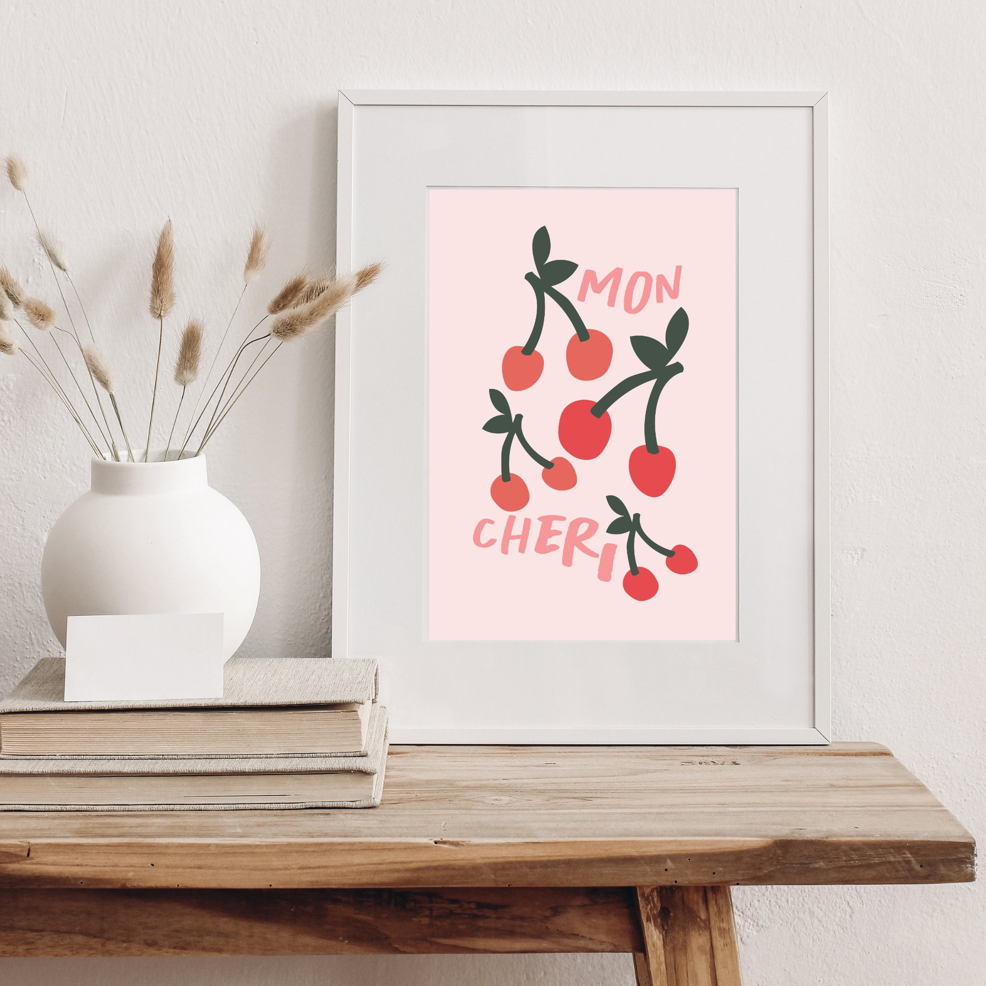 Mon Cheri Cherry Print Printable Digital Download Abstract Cherry ...