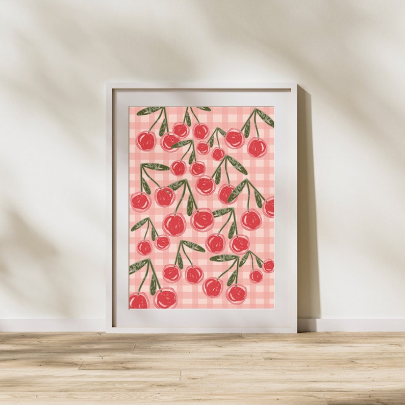 Cherry Print | Printable Digital Download | Abstract Cherry Printable ...
