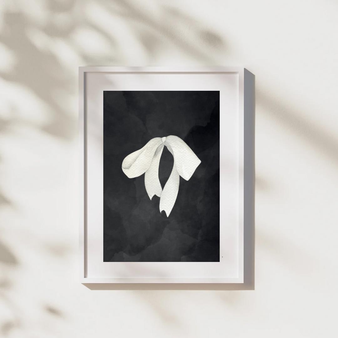 Watercolour Bow Print | Printable Digital Download | Black and White ...