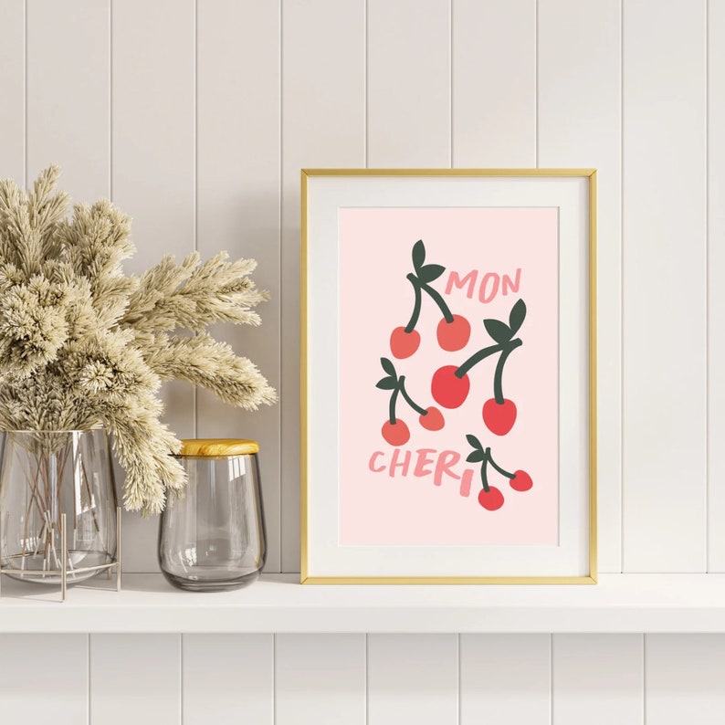 Mon Cheri Cherry Print | Printable Digital Download | Abstract Cherry ...