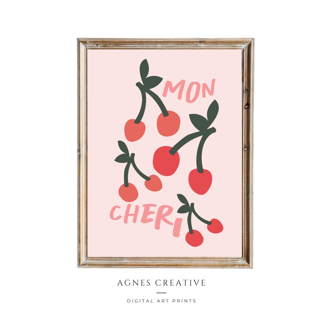 Mon Cheri Cherry Print Printable Digital Download Abstract Cherry ...