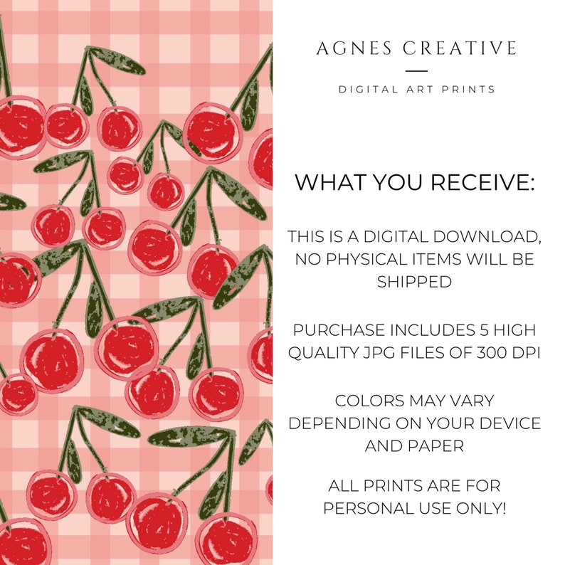 Cherry Print | Printable Digital Download | Abstract Cherry Printable ...