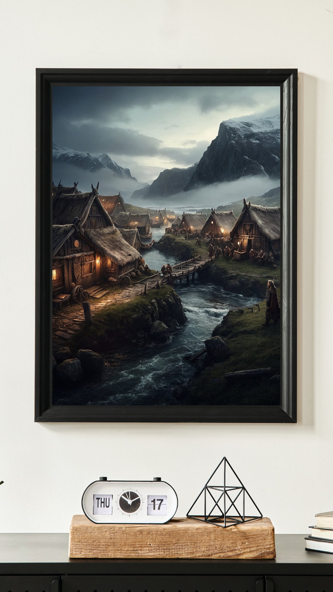 Viking Village Poster, Norse Illustration Wall Art, Room Decor for ...