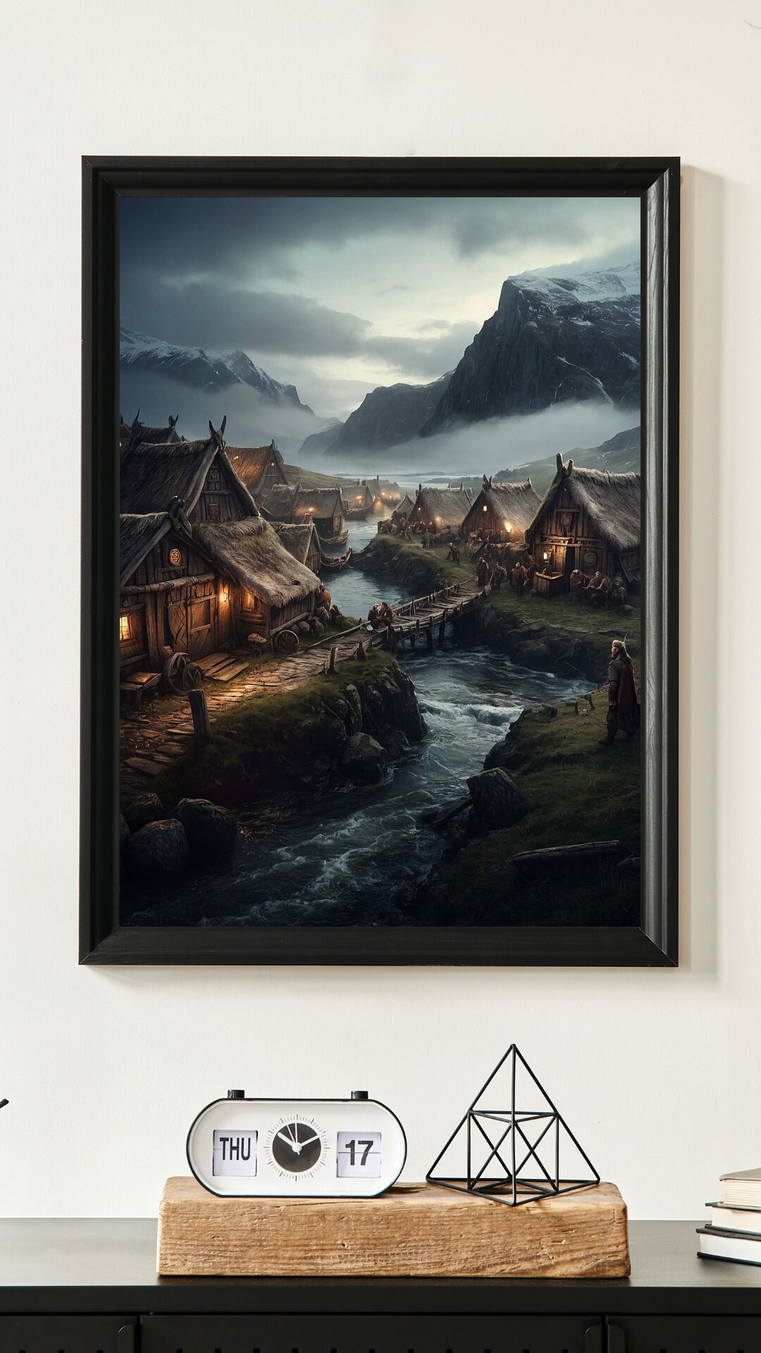 Viking Village Poster, Norse Illustration Wall Art, Room Decor for ...