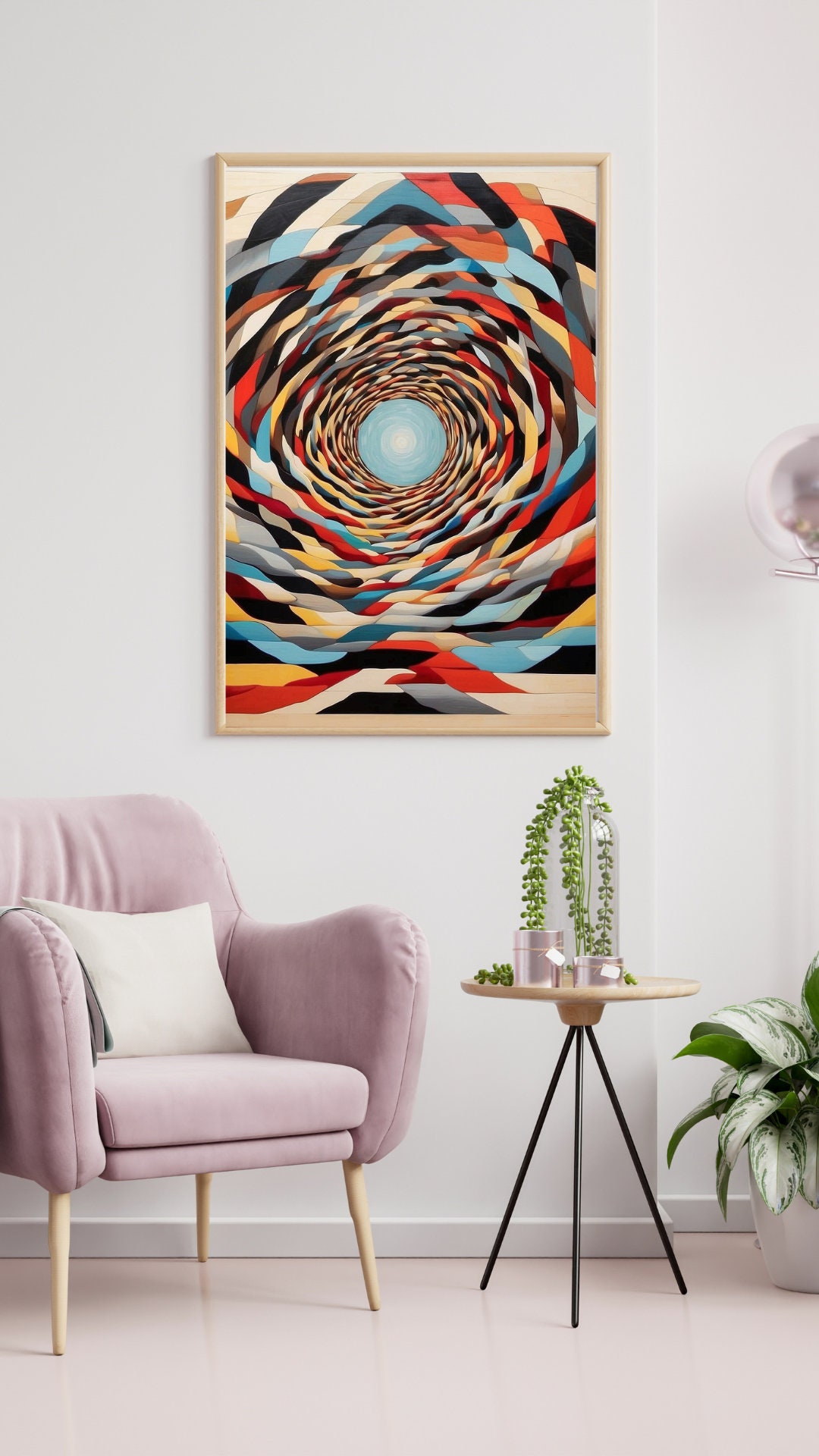 Abstract Art Illusion Wall Decor, Geometric Modern Art, Optical ...
