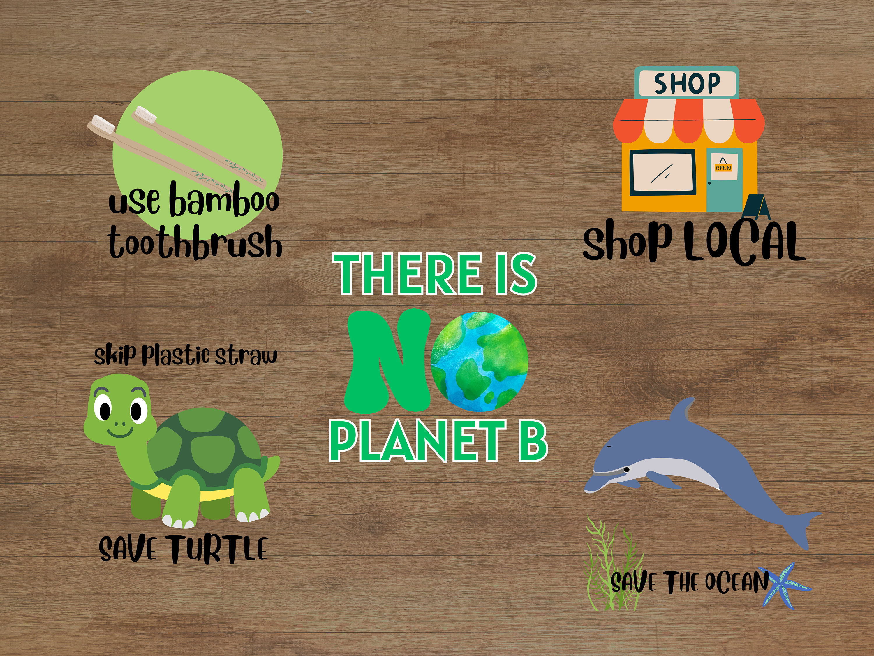 Eco Friendly Sticker Pack 36 Sustainable Printable Design Reduce Reuse ...