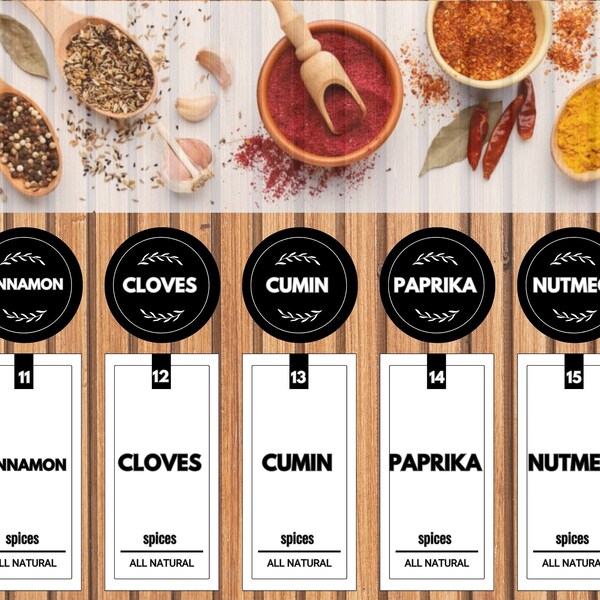 Spice Jar Labels - Etsy