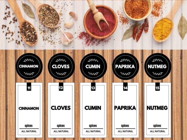 Pantry Spice Jar Labels Template Modern Minimalist DIY Condiments Label ...