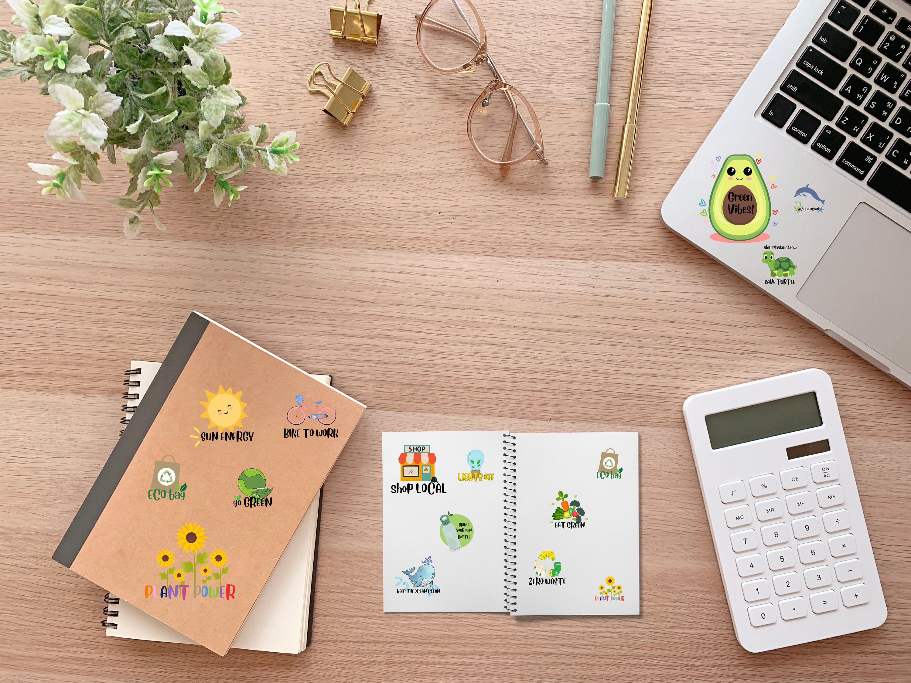 Eco Friendly Sticker Pack 36 Sustainable Printable Design Reduce Reuse ...