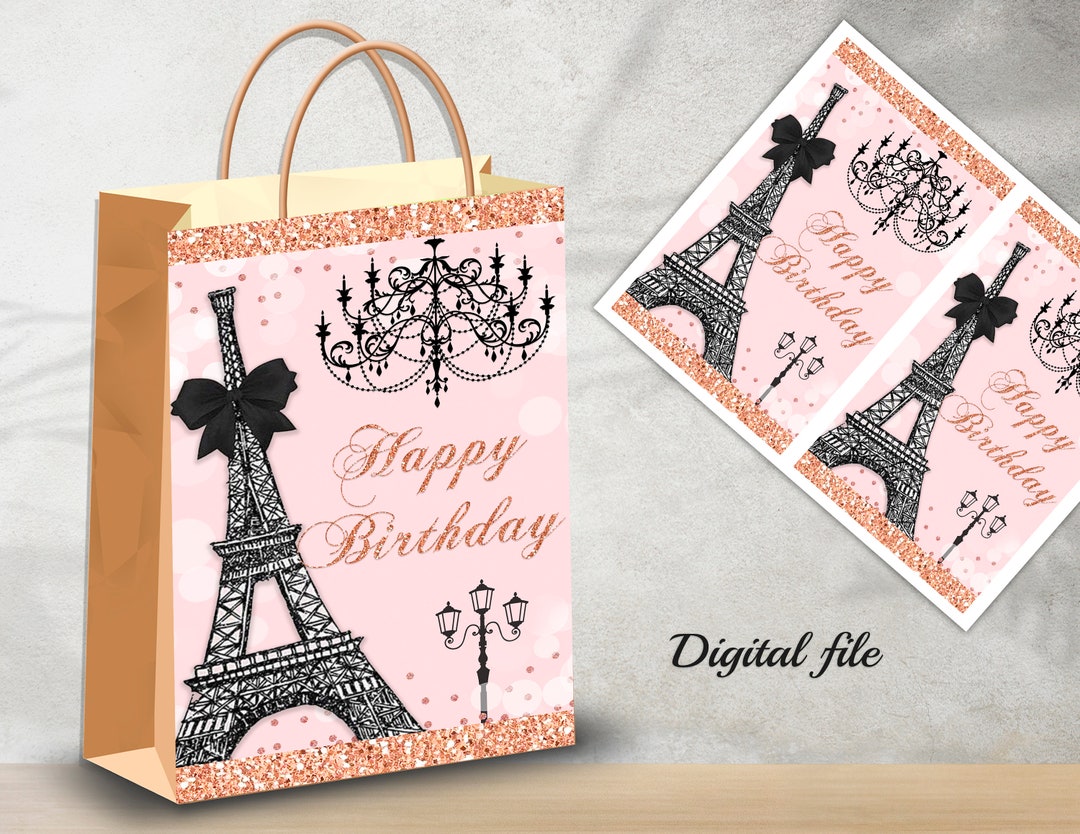 Paris Gift Bag Labels Printable, Paris Favor Bag, Paris Birthday, Paris ...