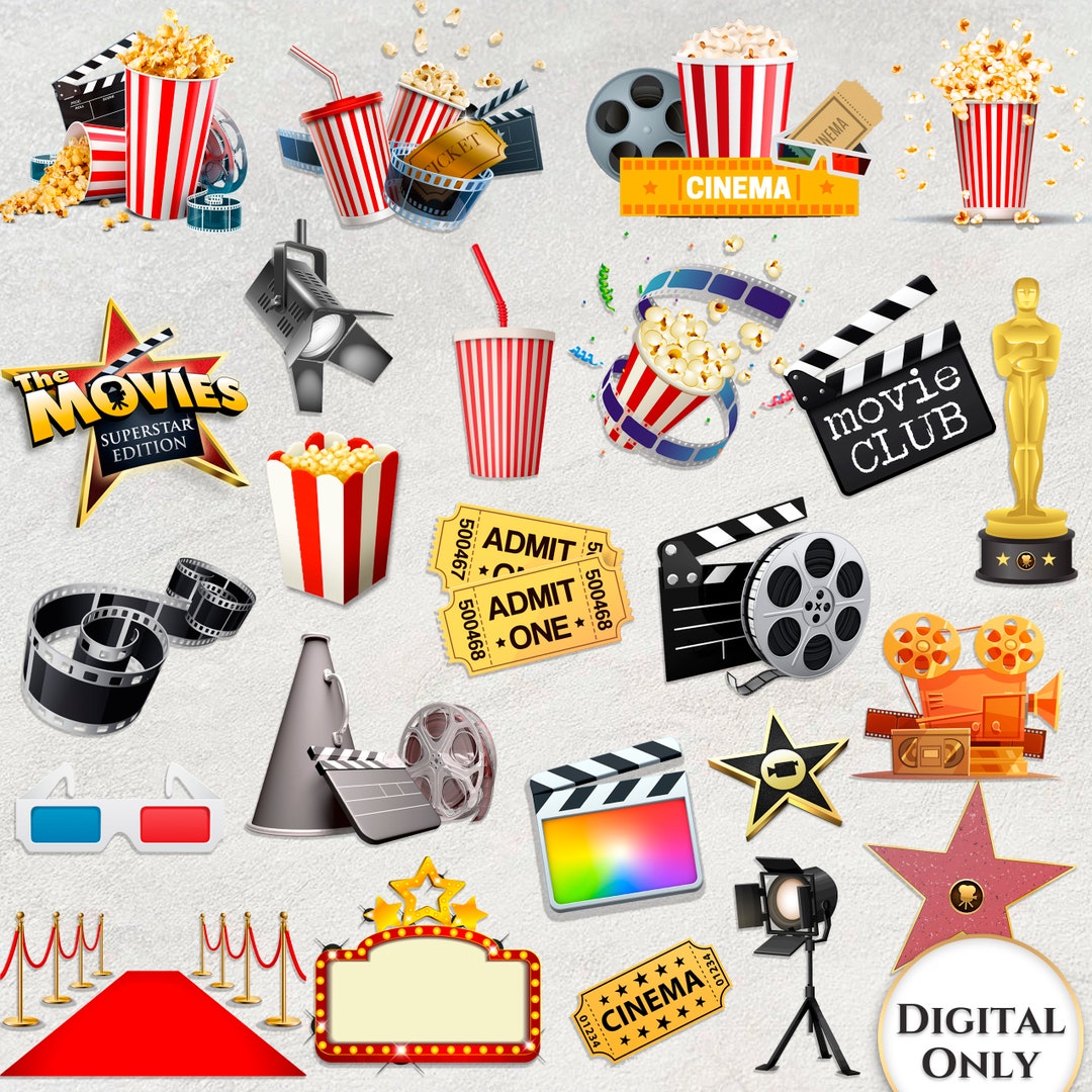 Movie Clipart, Movie Png, Cinema Clipart, Hollywood Clipart, Movie ...