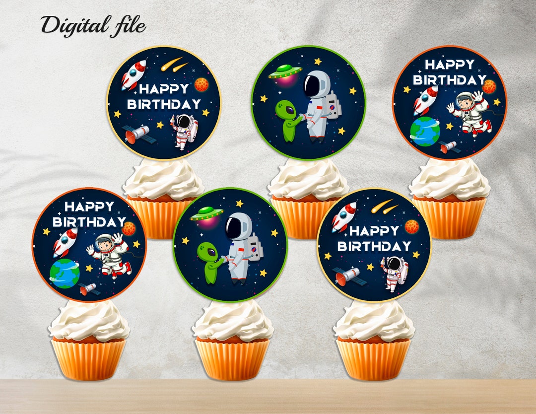 Outer Space Cupcake Toppers, Astronaut Party, Outer Space Birthday ...
