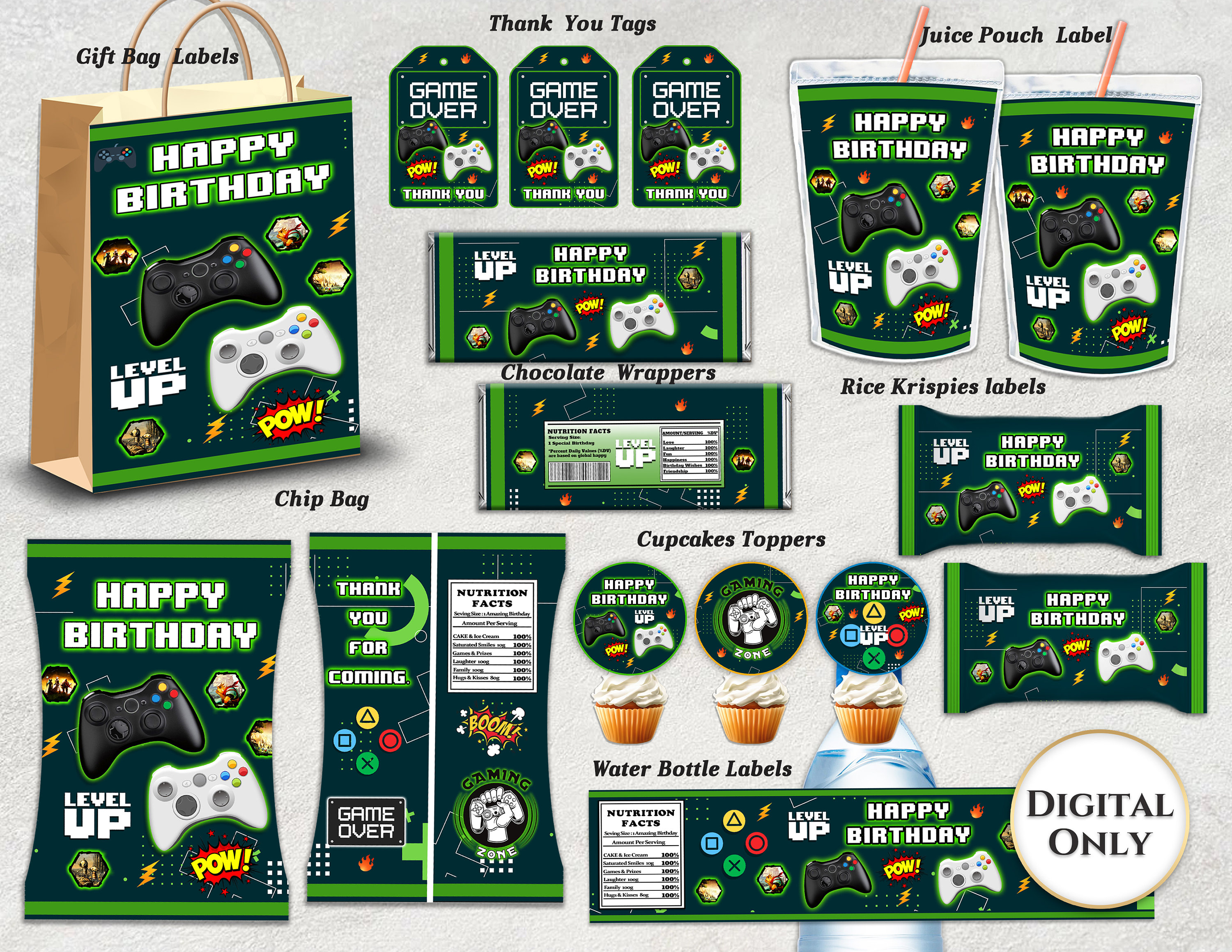 Video Game Bundle Printable, Video Game Party KIT, Video Game Birthday ...