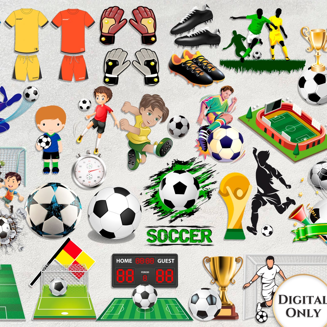Soccer Clipart, Soccer Cute Clipart, Soccer Clipart Set, Soccer PNG ...