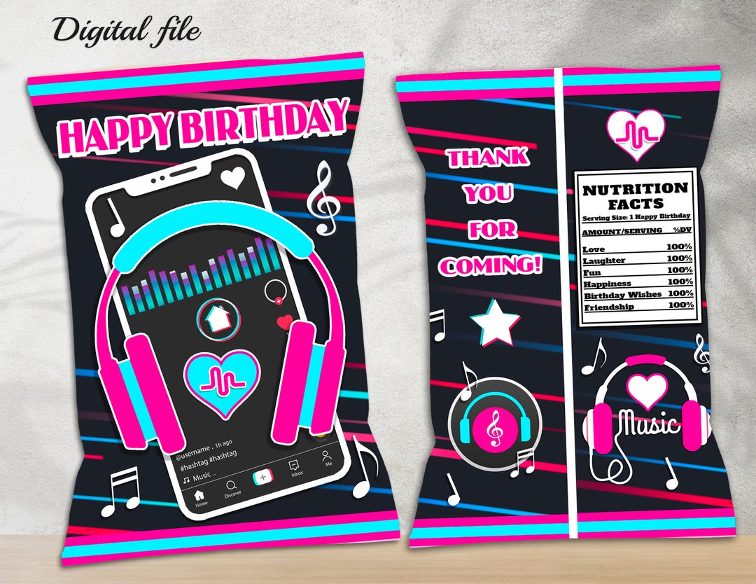 Musical Chip Bag Digital, Musical Birthday Party, Musical Favor Bag ...