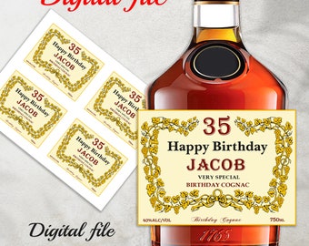 Personalized Cognac Label Digital File, Cognac Labels, Printable Labels ...