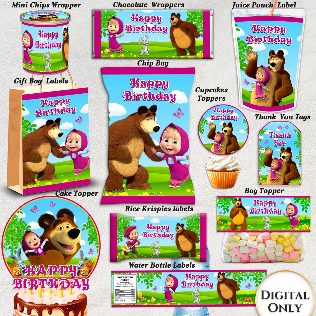 Masha and the Bear Party Bundle, Masha and the Bear Birthday Party ...