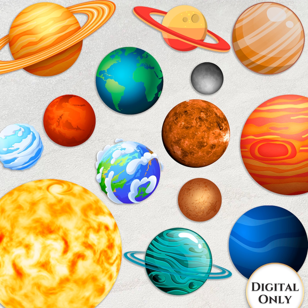Planets Clipart, Planets Graphics, Solar System Clipart, Planets Clipart Set, Planets PNG, Earth ...