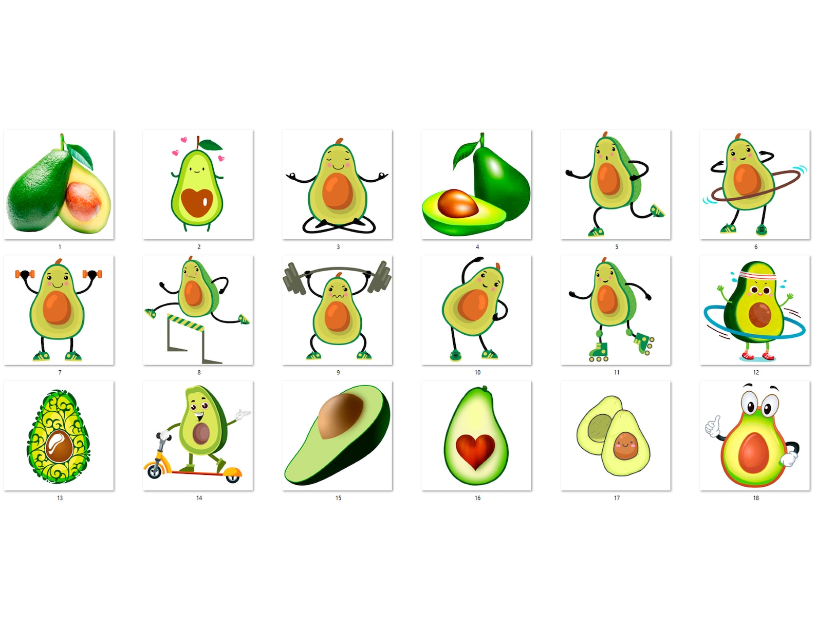 Avocado Clipart, Avocado Cute Clipart, Avocado Clipart Set, Avocado PNG ...