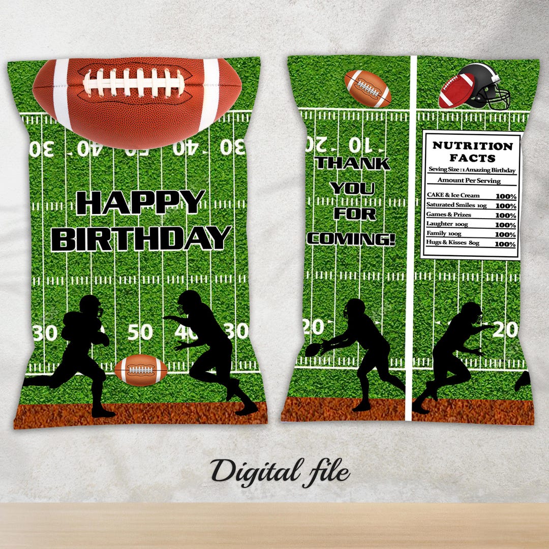 Football Chip Bag Printable, INSTANT DOWNLOAD, Football Birthday ...