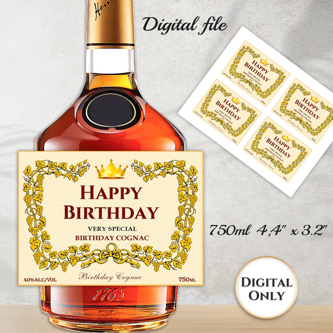 Personalized Cognac Label Digital File, Cognac Labels, Printable Labels ...