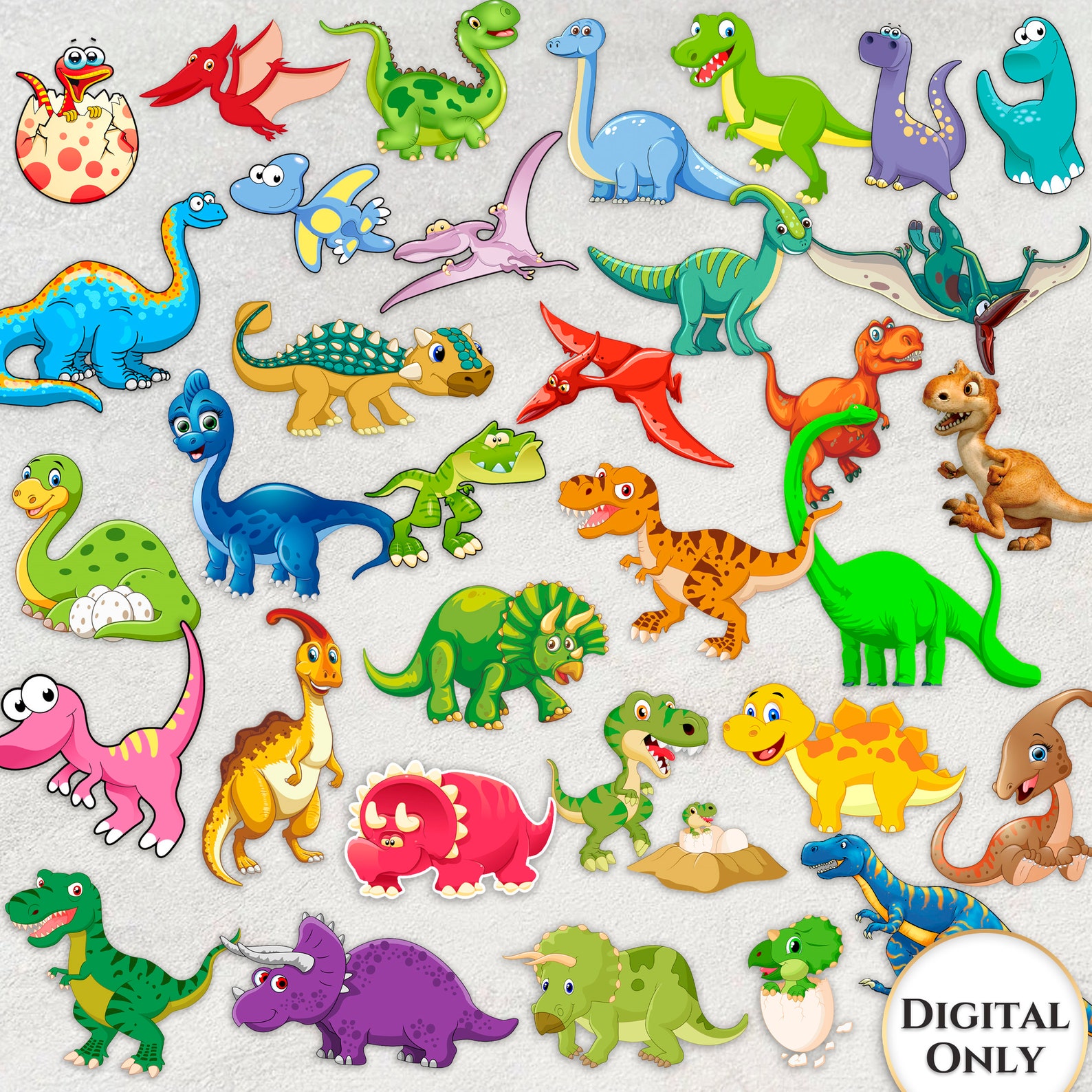Dinosaur Clipart, Cute Dinos Clipart, Tyrannosaurus Rex, Dinosaur PNG ...